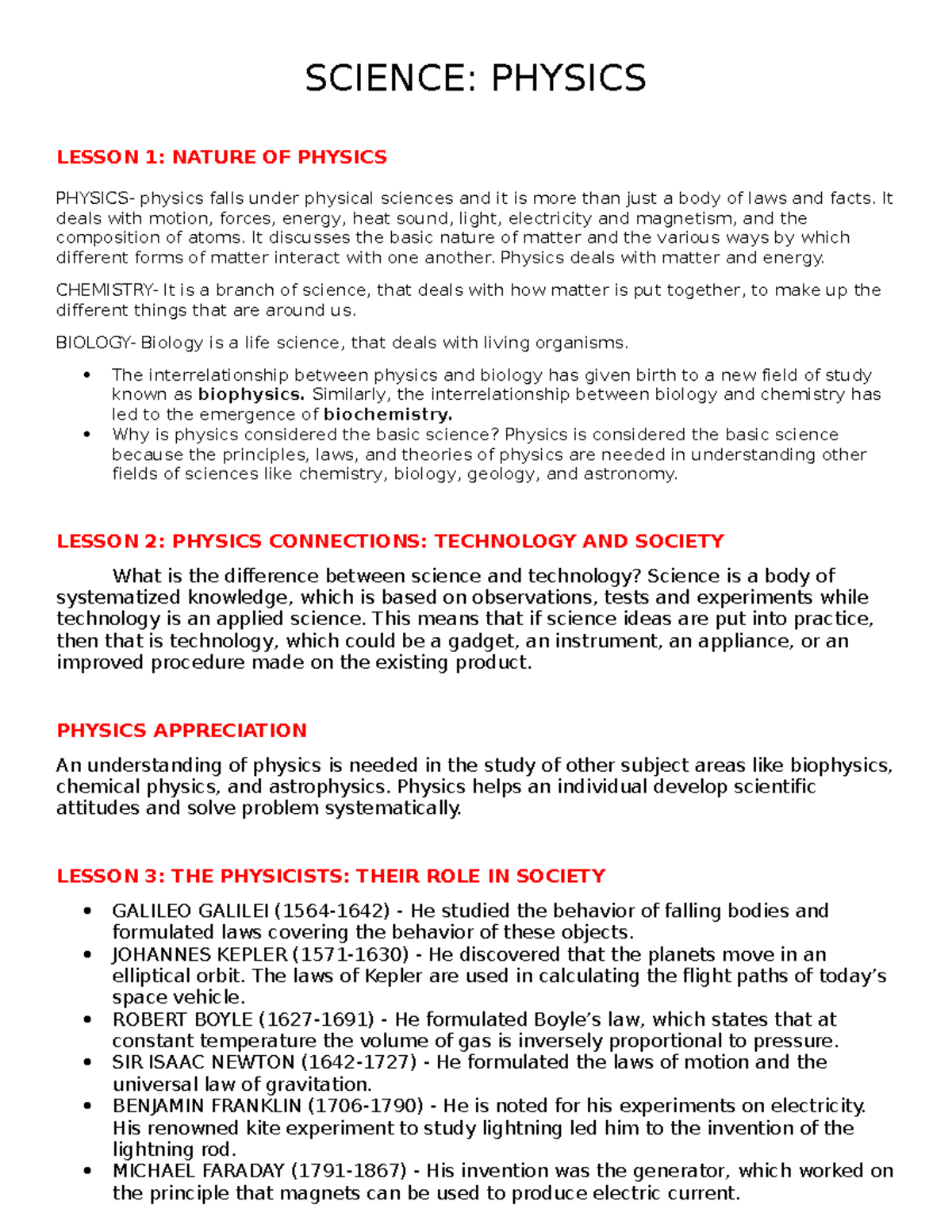 Physics Reviewer - College Entrance Test - SCIENCE: PHYSICS LESSON 1 ...