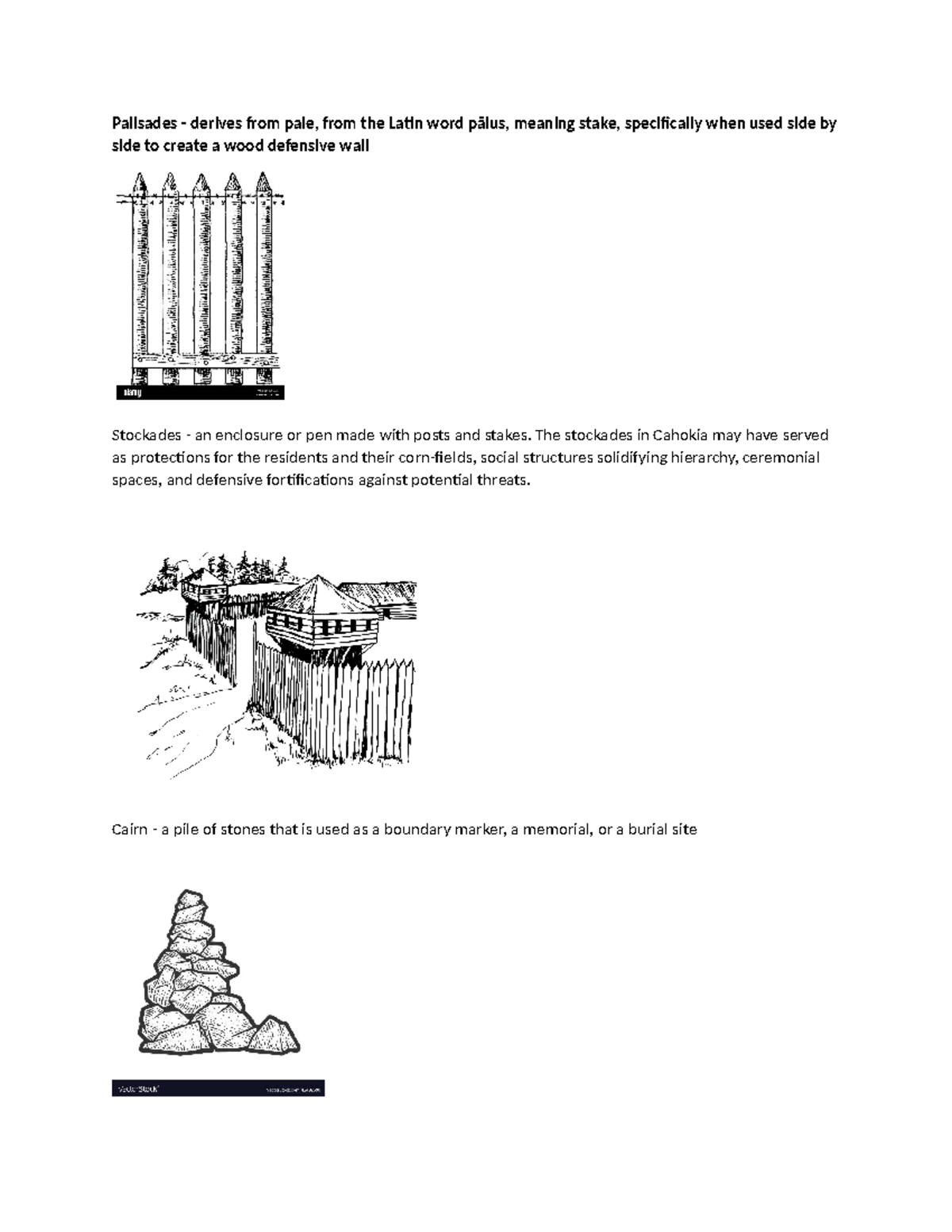 HOA1 Assignment 1 - history - Palisades - derives from pale, from the ...