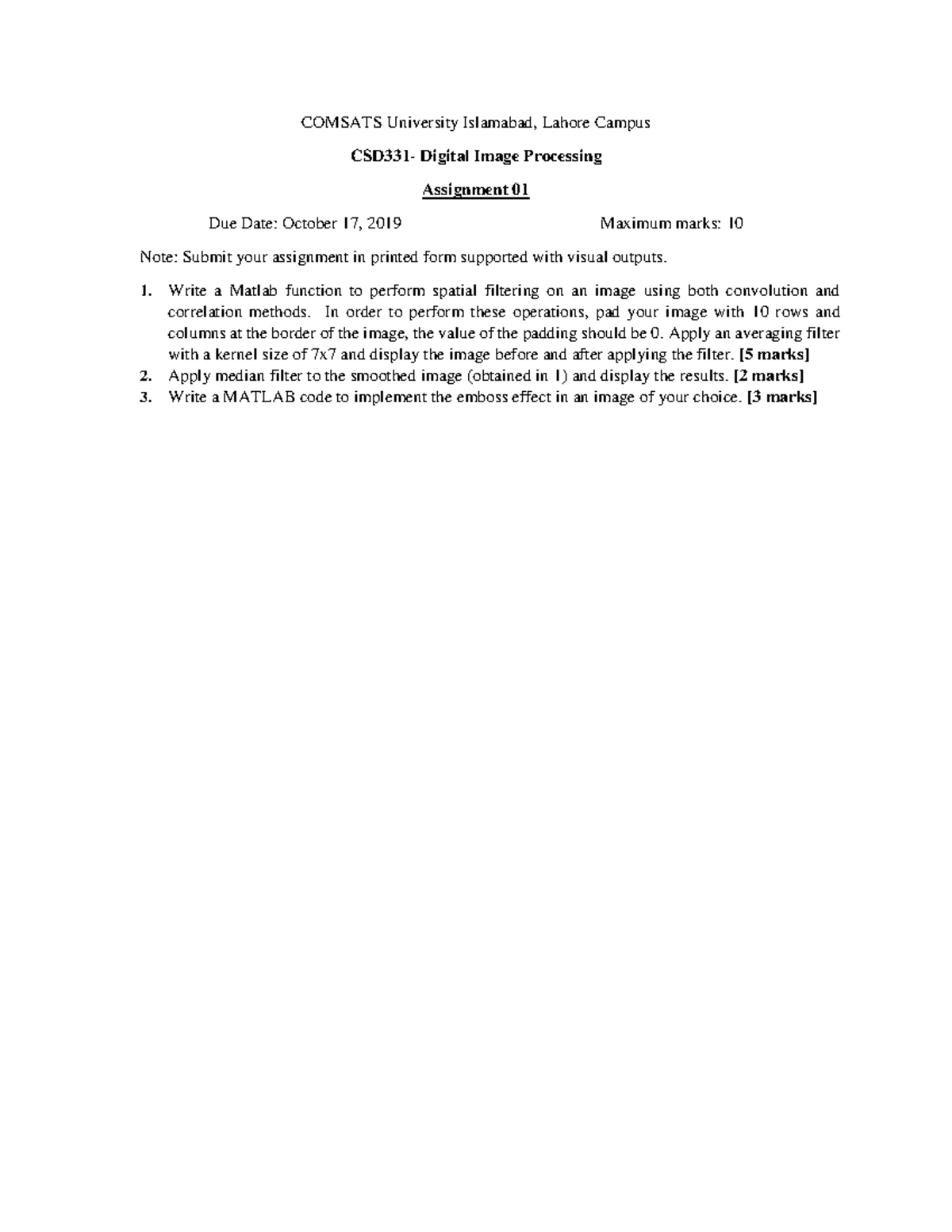 Assignment 1 - yes - COMSATS University Islamabad, Lahore Campus CSD331 ...