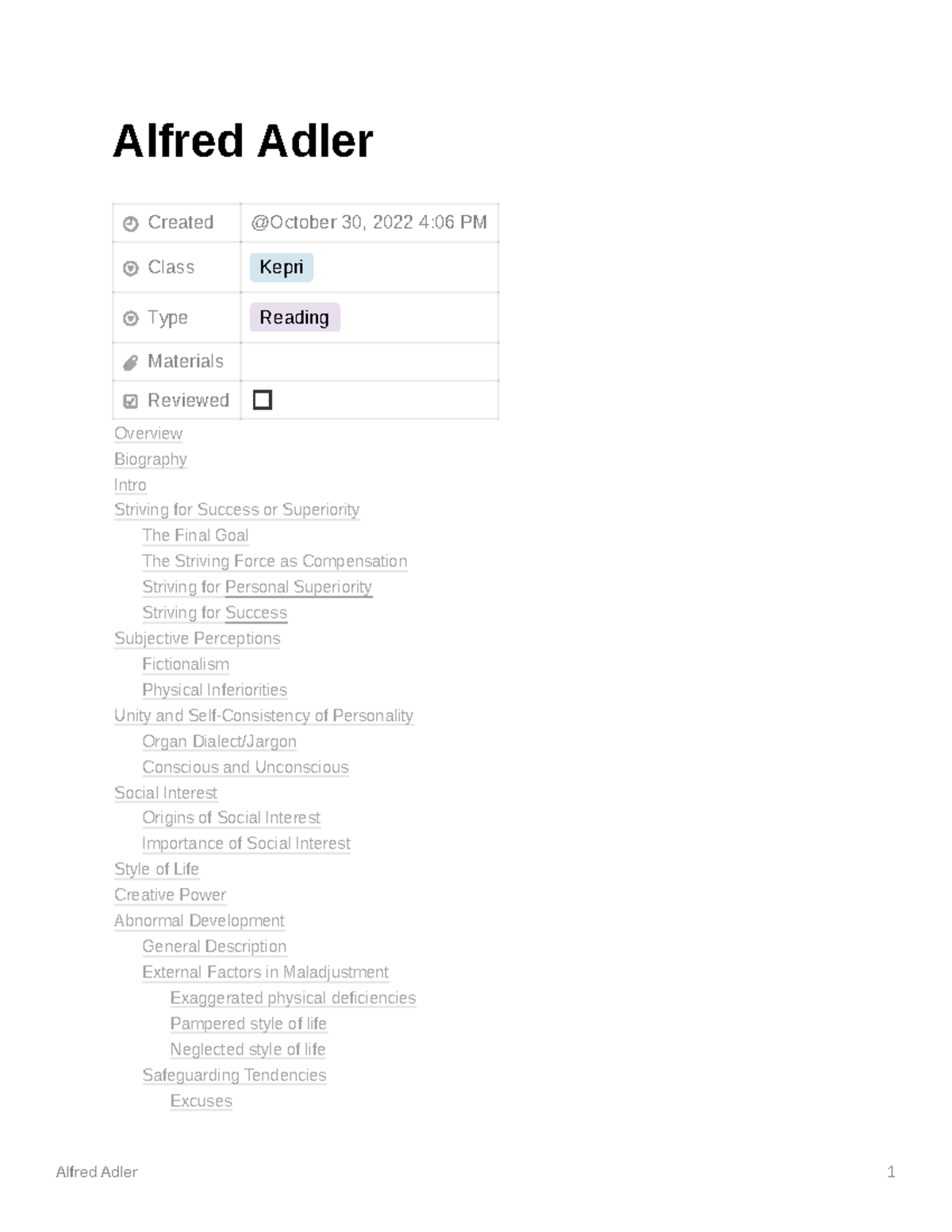 Individual Adler - Theories of Personality - Alfred Adler Created Class ...