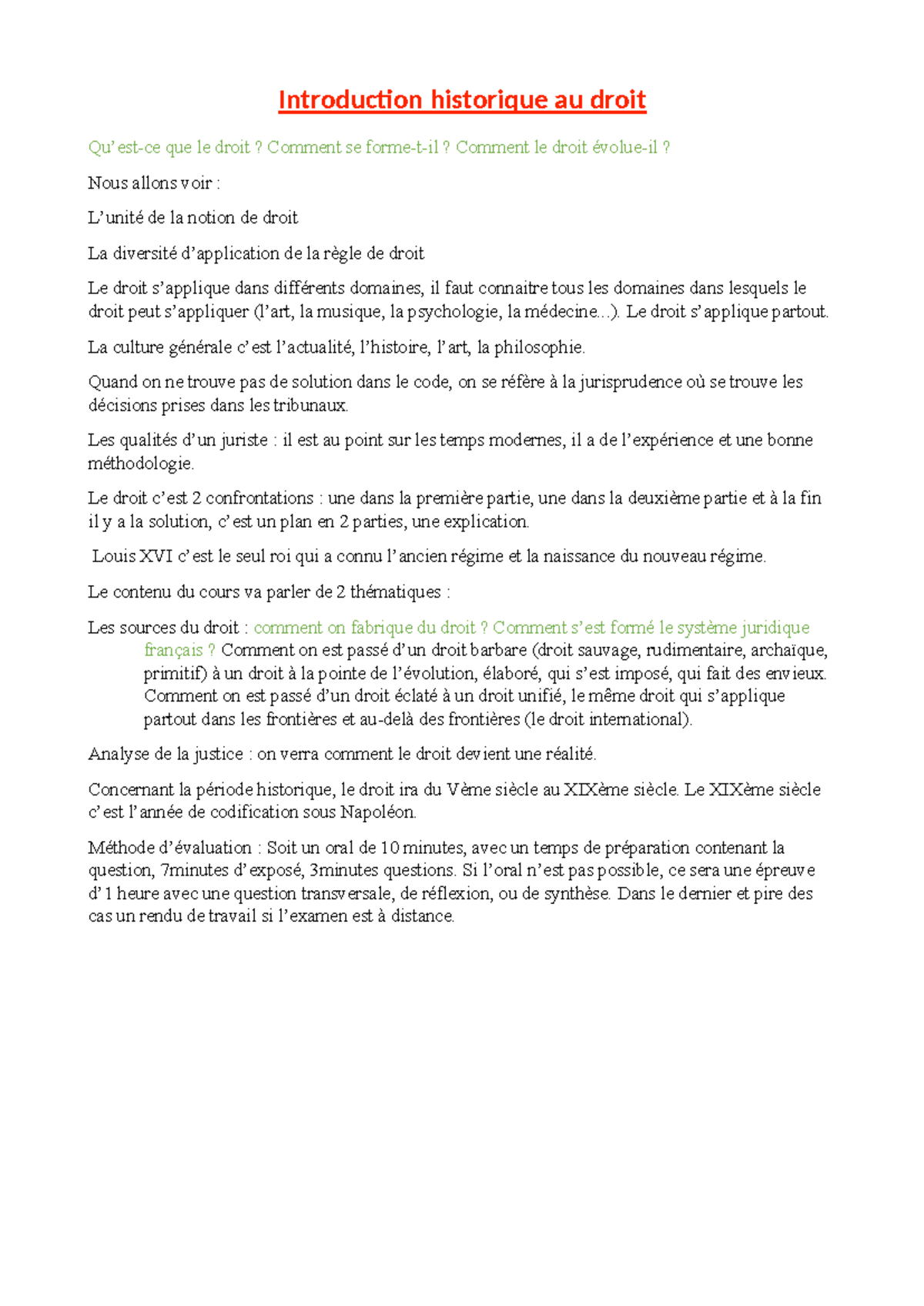 Introduction hisorique au droit - Introduc)on historique au droit Qu’est-ce que le droit ...
