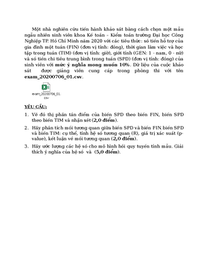 Pdfcoffee - thong ke ung dung va kinh doanh - TRƯỜNG ĐẠI HỌC CÔNG NGHIỆP TP HCM LỜI GIẢI BÀI TẬP ...