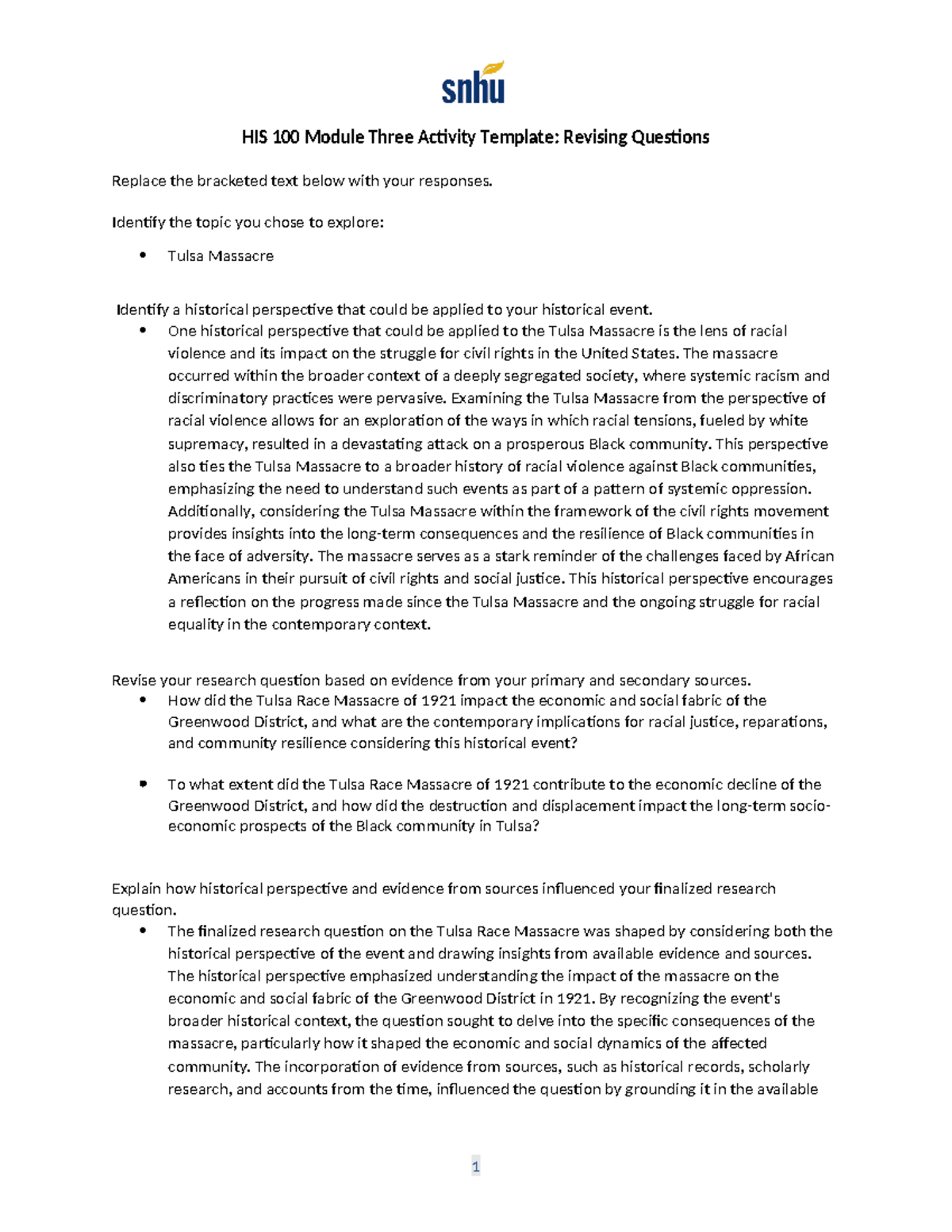 3-2 Activity HIS100 - Received an A on assignment - HIS 100 Module ...