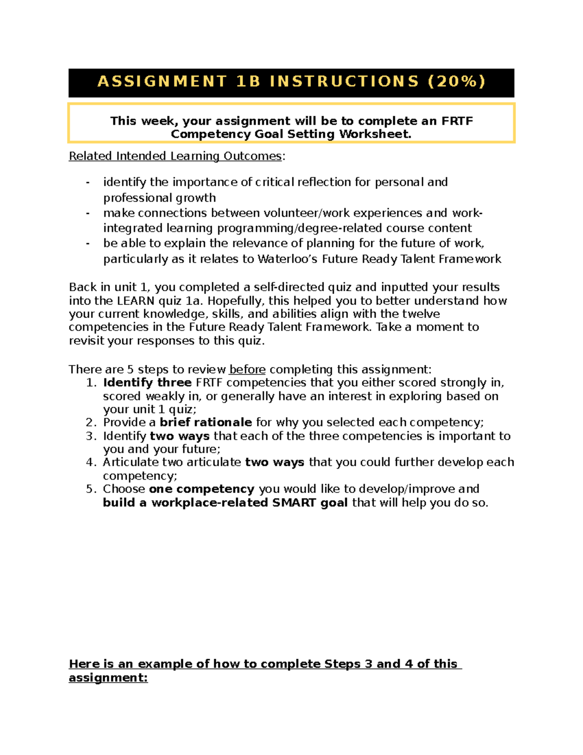Assignment 1b Template - Related Intended Learning Outcomes: identify the importance of critical ...