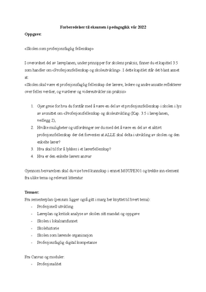 Pel, ide og oppgave - Til eksamen i PEL - Pel-eksamen, idemyldring og oppgave Oppgave: «Skolen ...