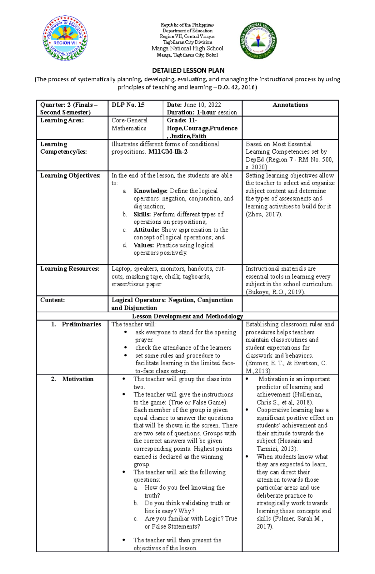 COT-Lesson-Plan - lesson plan - Republic of the Philippines Department ...