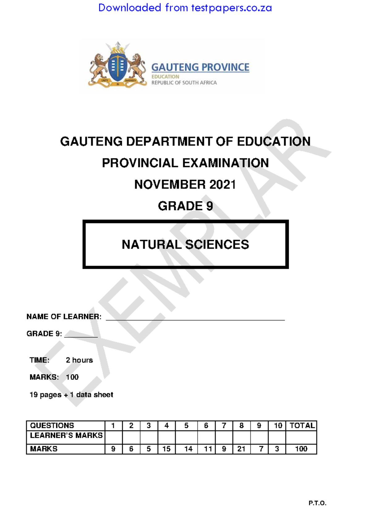 Gr9 NS (English) November 2021 Question Paper-1 - nnnnNNNNNNNNNN ...