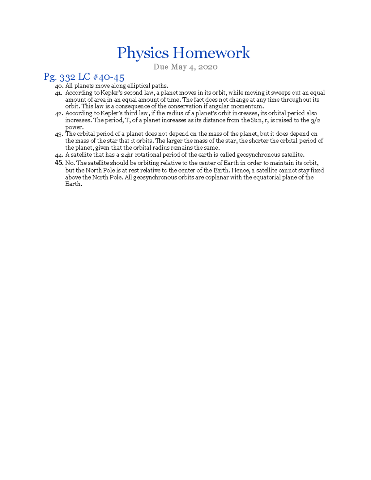 Physics 5-4 - Physics Homework Due May 4, 2020 Pg. 332 LC #40- All ...