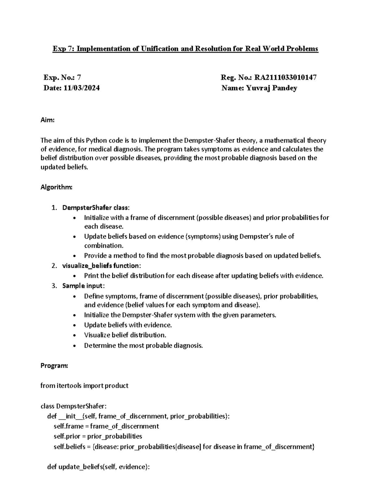 Ai Lab Exp 7 All Practical Material Exp 7 Implementation Of Unification And Resolution For