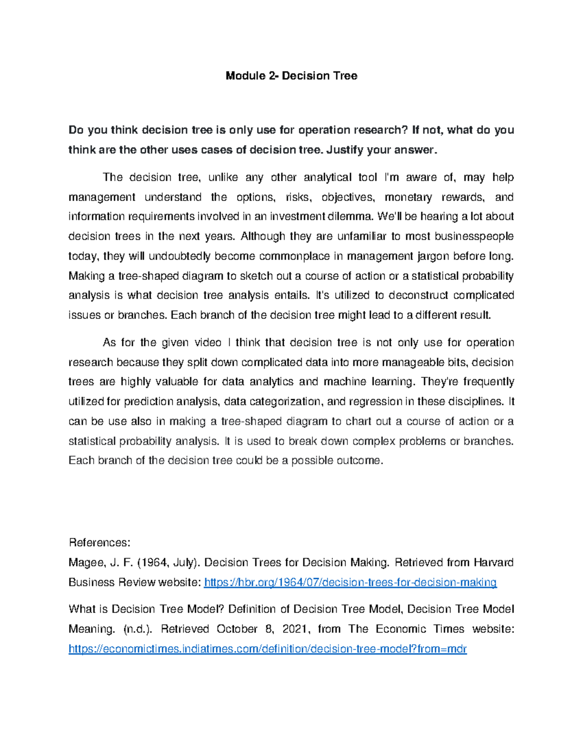 Mansci-18 Module 2- Decision Tree - Module 2- Decision Tree Do you ...