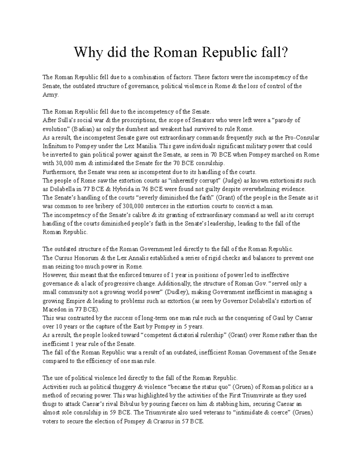 Why the Republic Fell Essay - Why did the Roman Republic fall? The ...
