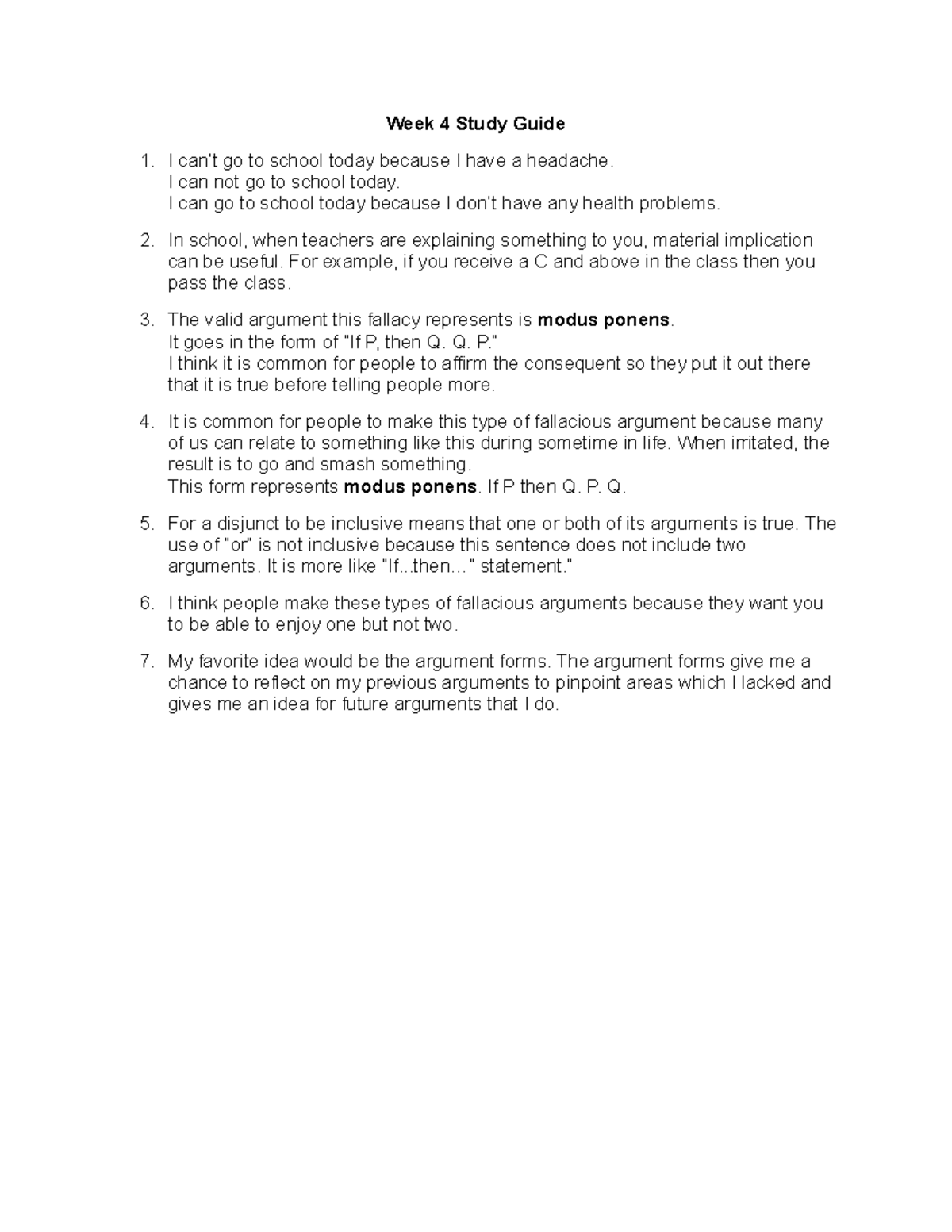 Week 4 Study Guide - Taylor Morgan - Week 4 Study Guide I can’t go to ...