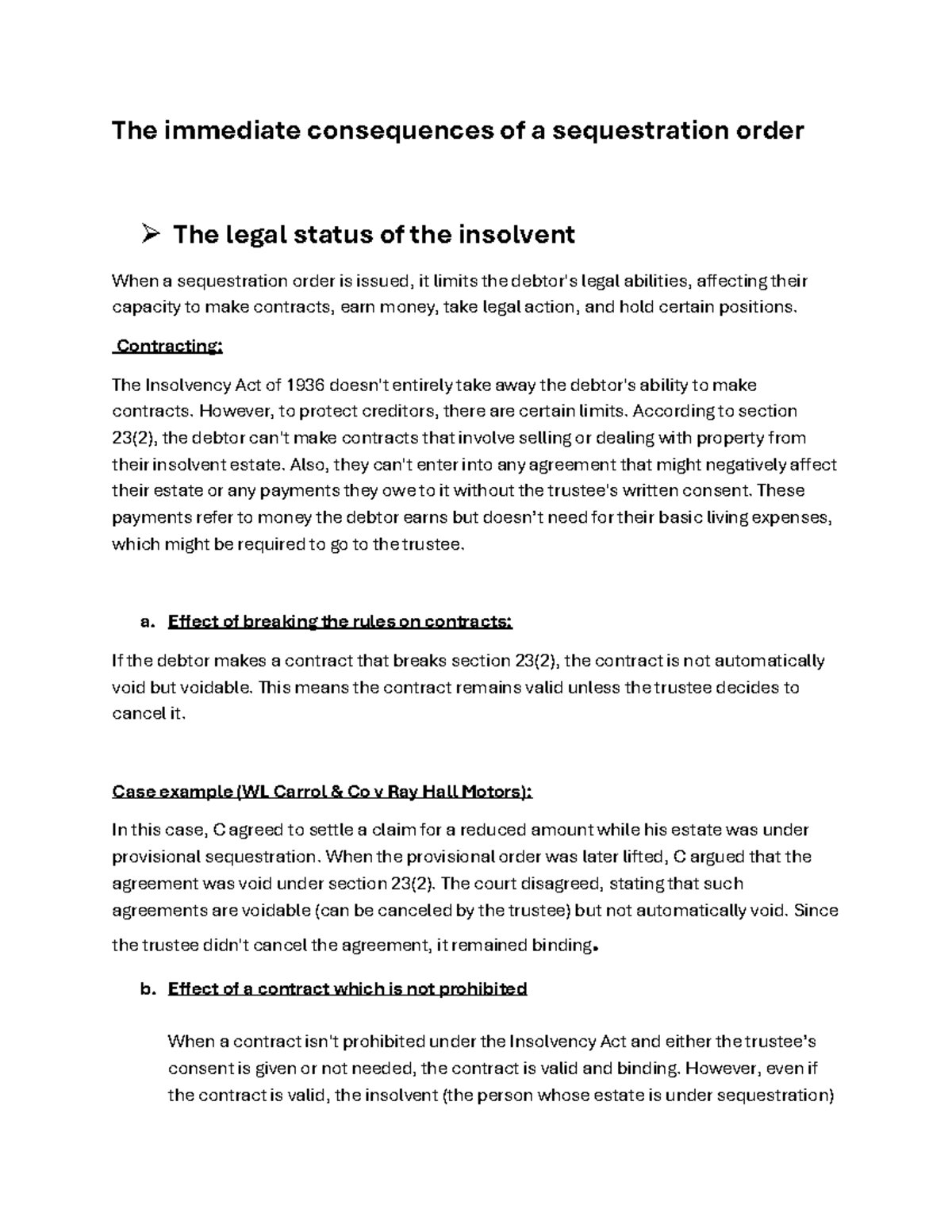 The immediate consequences of a sequestration order - Copy - The ...