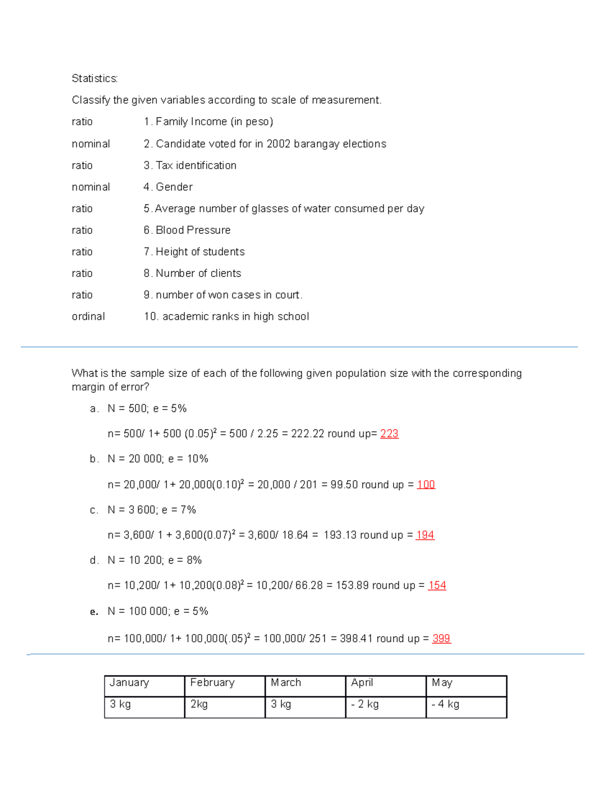 Statistics handout - Lecture notes Ratio, Variation, Mean, Median, Mode ...