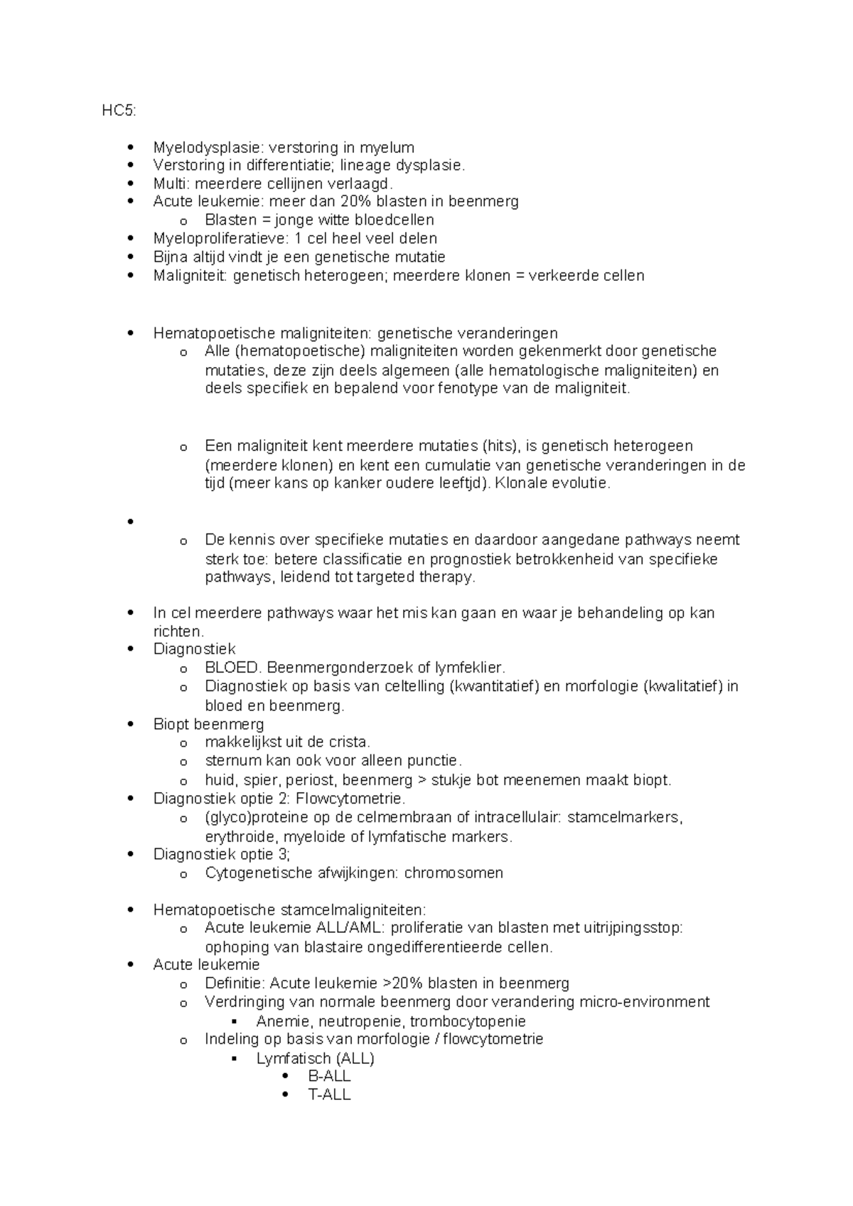 HC5: introductiehematologischemaligniteiten - HC5: Myelodysplasie ...