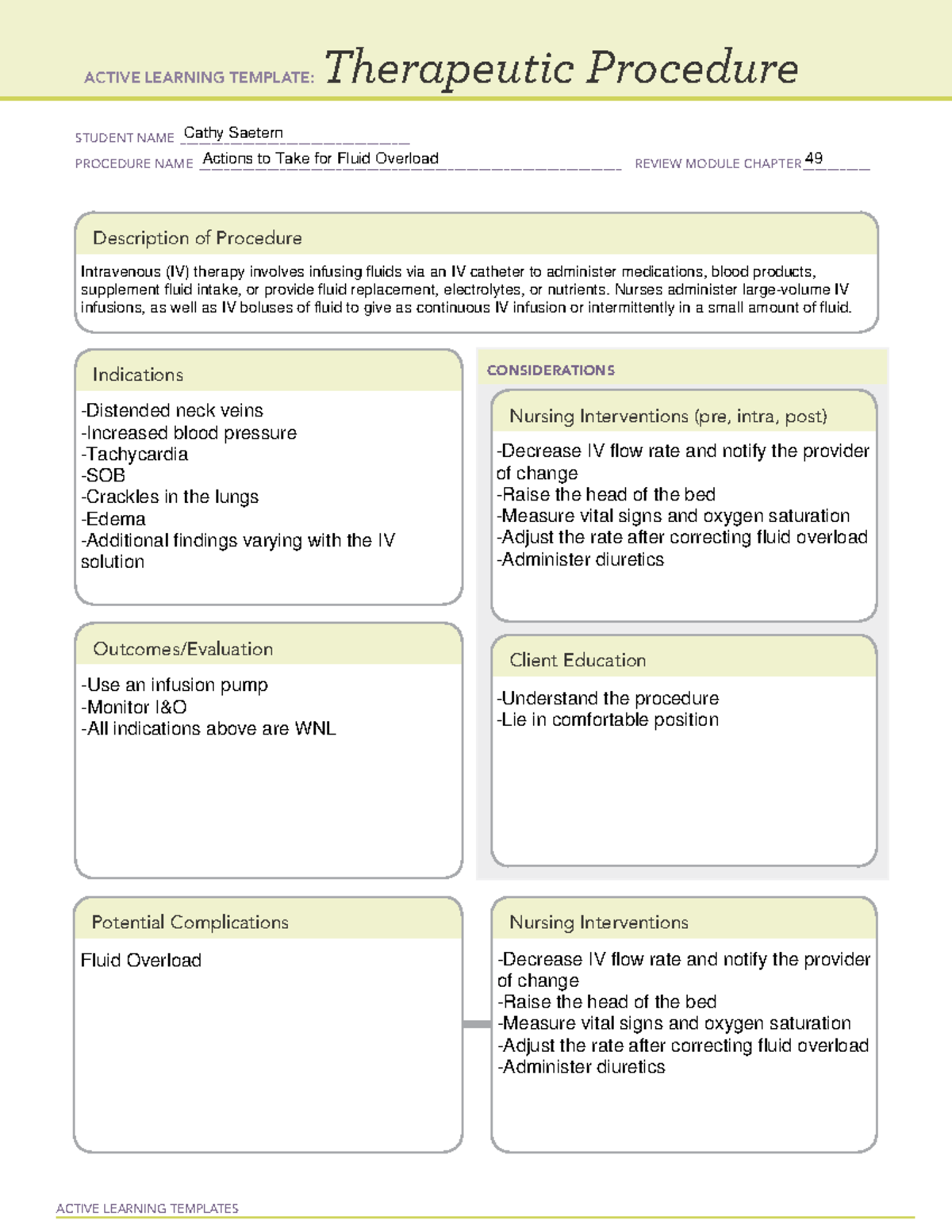 Actions to Take for Fluid Overload - NSG 245 - ACTIVE LEARNING ...