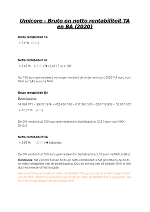 Oefeningen-ratio-analyse - Financiële Analyse: Vragen over ratio’s ...