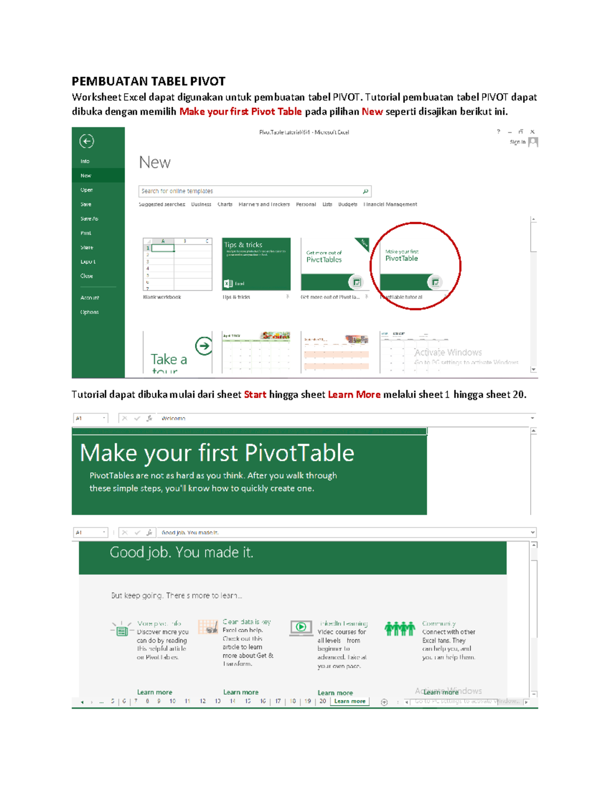 Pemrog STI Pembuatan Tabel Pivot - PEMBUATAN TABEL PIVOT Worksheet Excel dapat digunakan untuk ...
