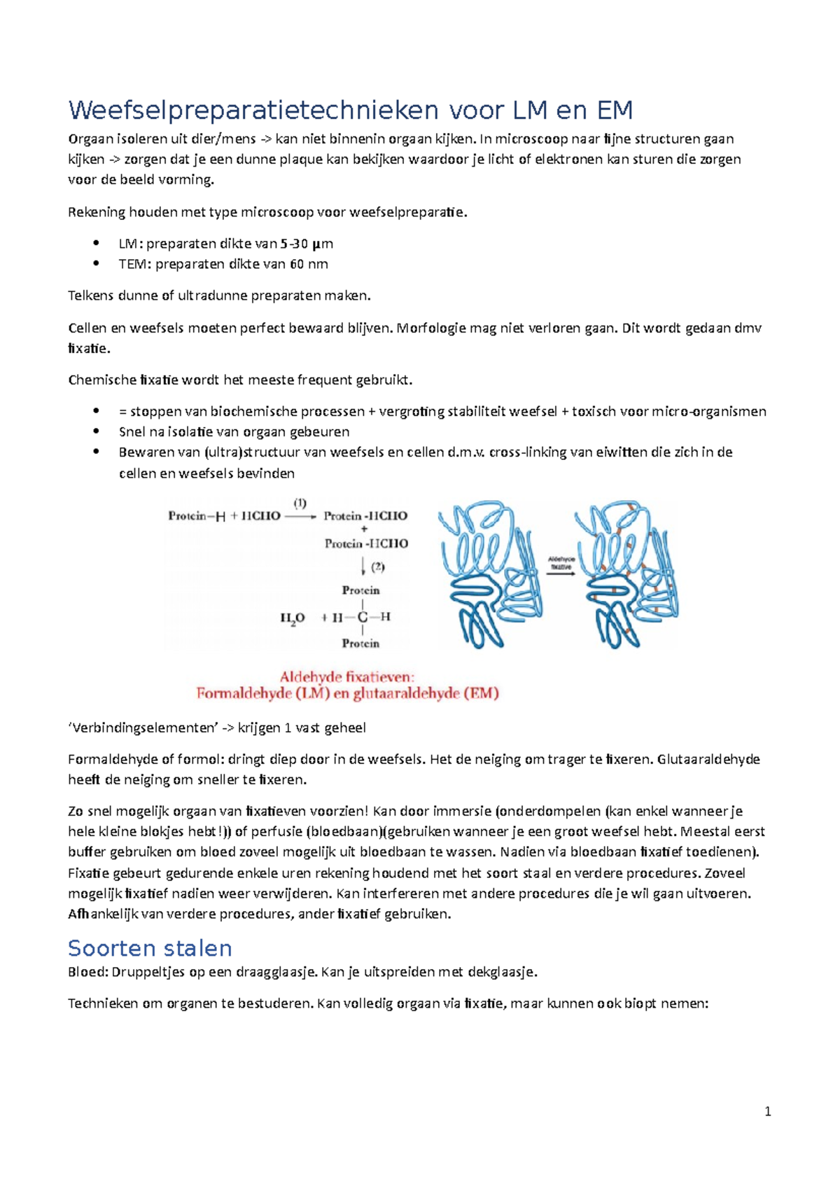 Deel LM preparatie - Weefselpreparatietechnieken voor LM en EM Orgaan isoleren uit dier/mens ...