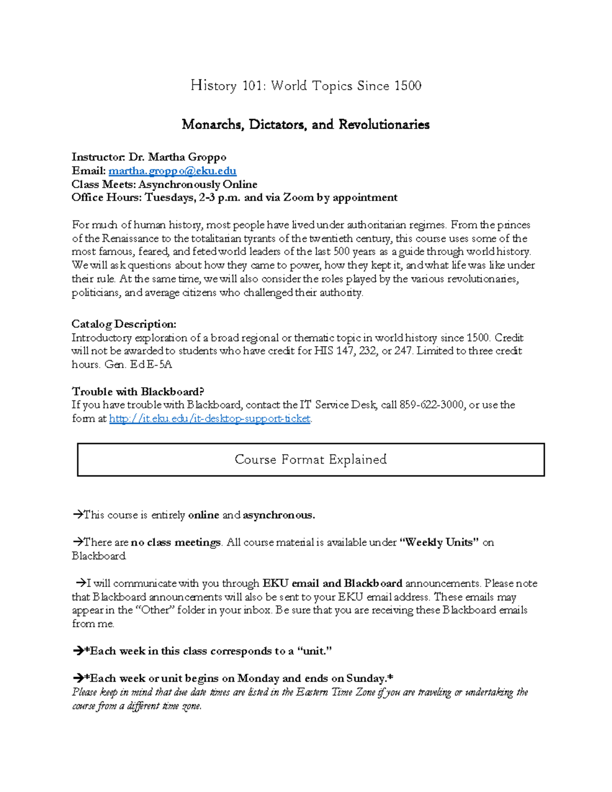 Syllabus Asynchronous Final - History 101: World Topics Since 1500 ...