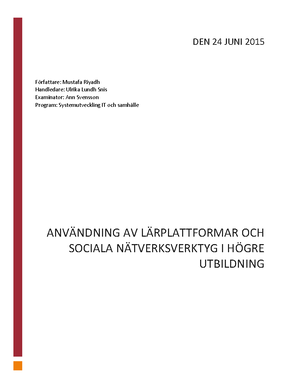 Examensarbete inom Systemutveckling - Institutionen för ekonomi och IT ...