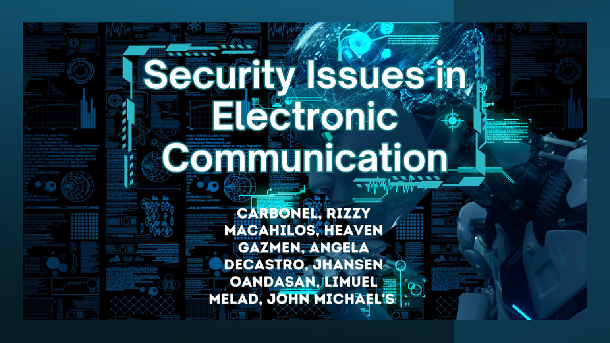 Security Issues IN Electronic Communication - computer programming - THANKYOU! - Studocu