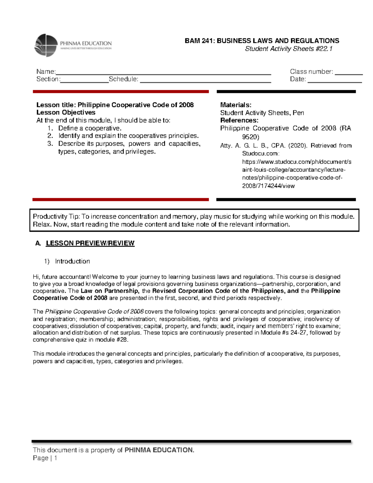 BAM 242 MODULE 22 - Student Activity Sheets #22. This document is a ...