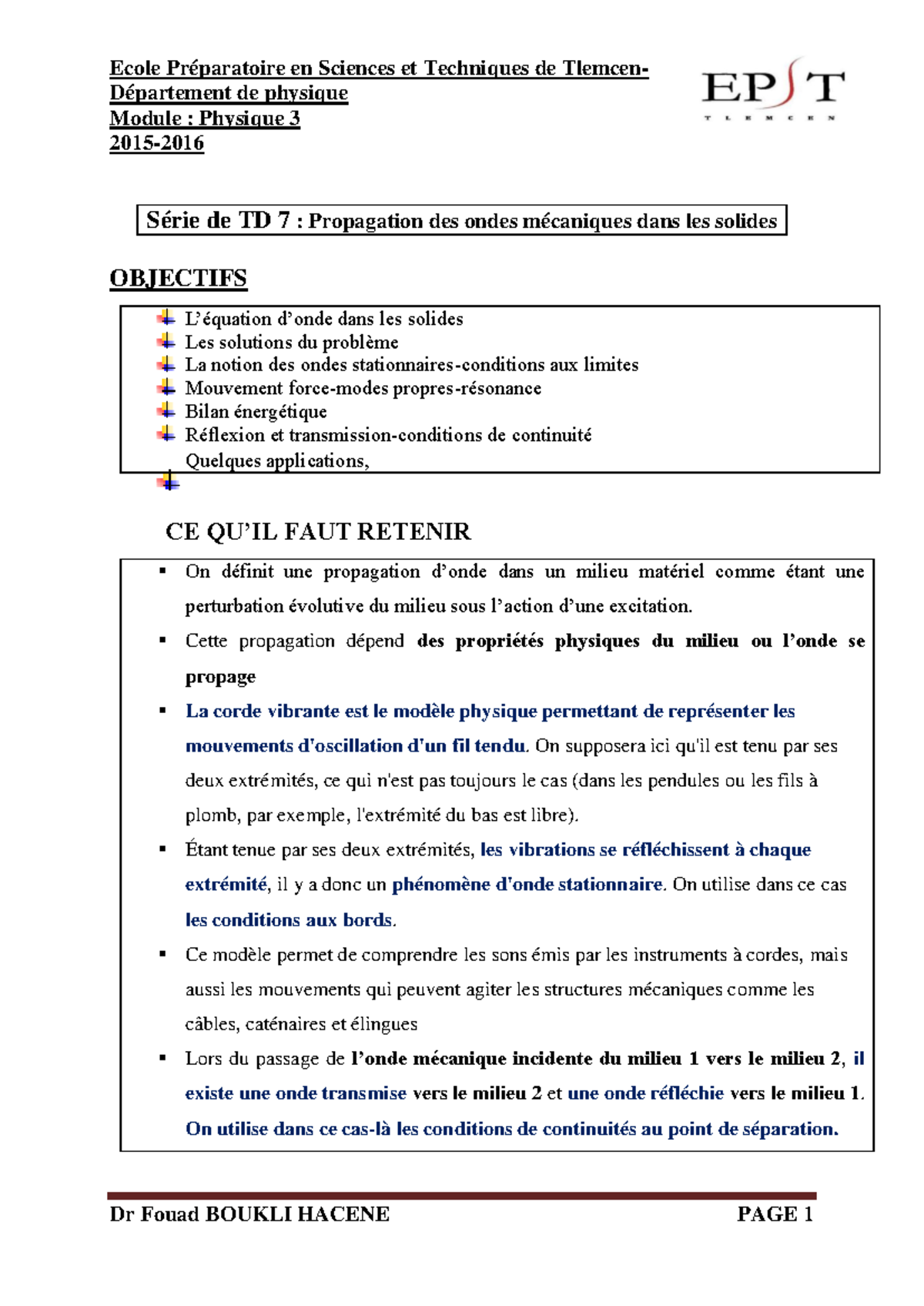 TD 77 Phys3 2015 16 - Hftgg - Département de physique Module : Physique ...