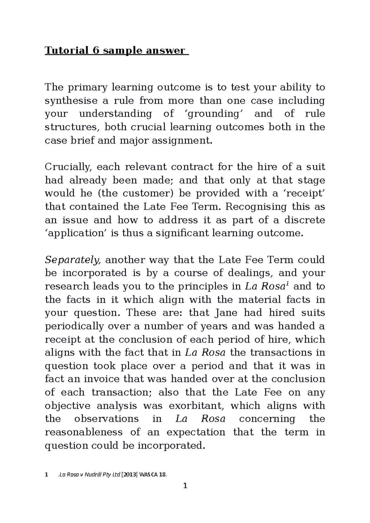 Tutorial 6 sample answer - Tutorial 6 sample answer The primary ...