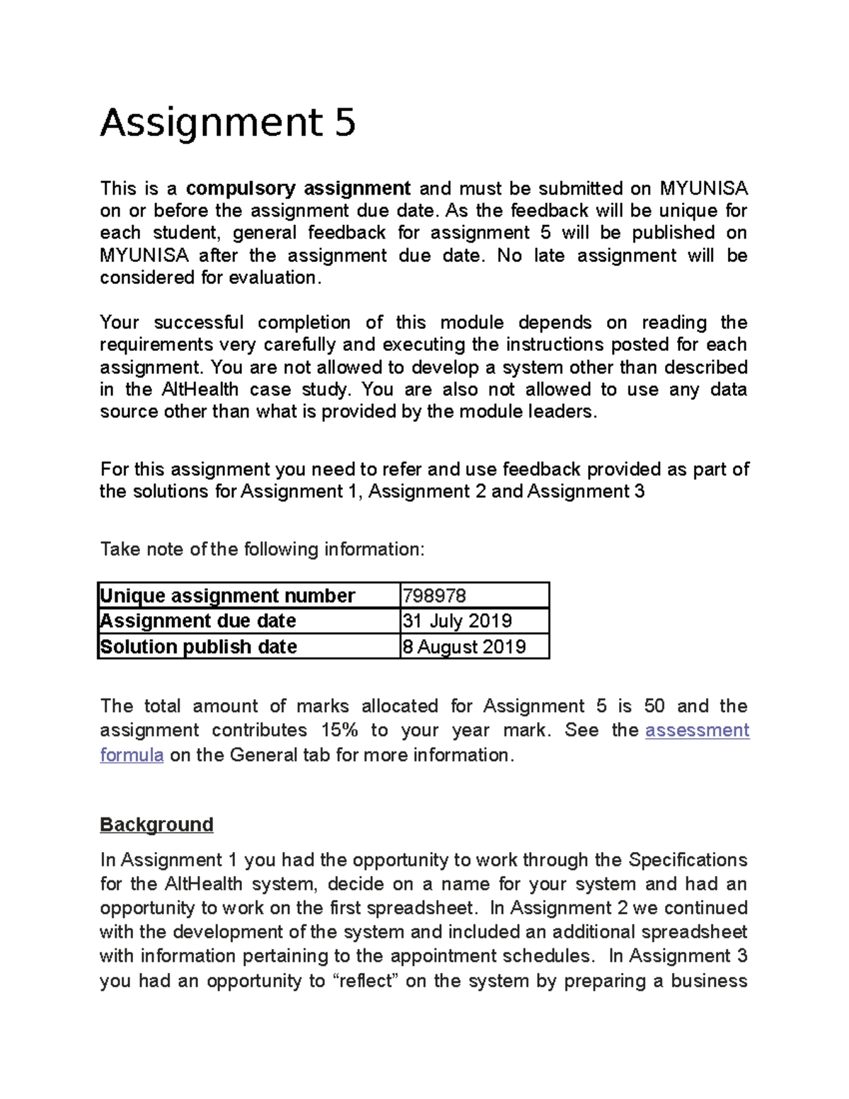 Assignment 5-1 - ASS - Assignment 5 This is a compulsory assignment and ...