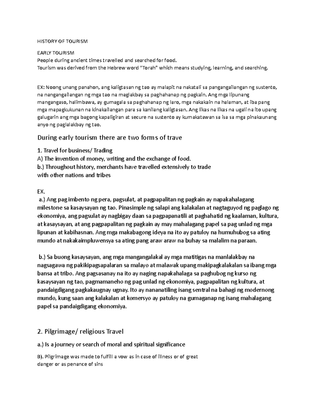 History OF Tourism Industry - HISTORY OF TOURISM EARLY TOURISM People ...