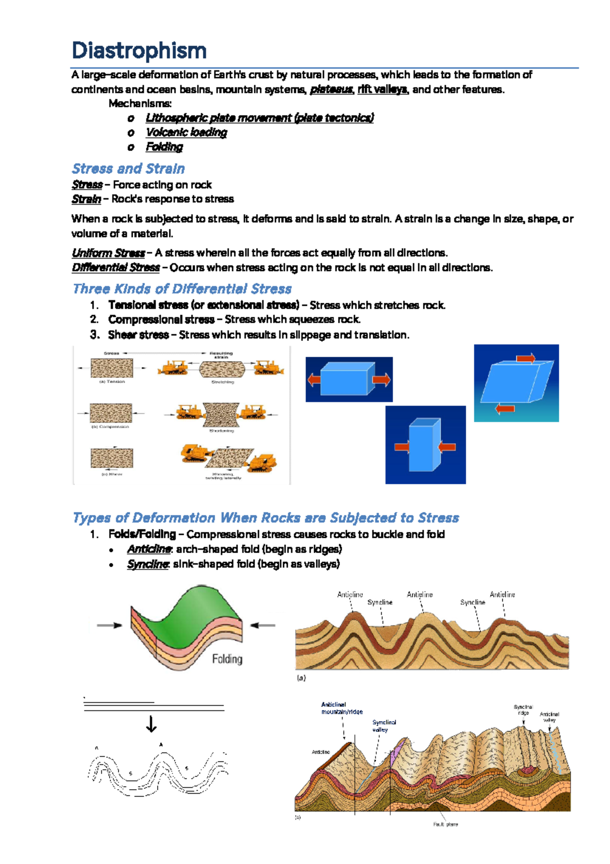Diastrophism PDF ( Earth Science) - Diastrophism A large-scale deformation of Earth's crust by ...