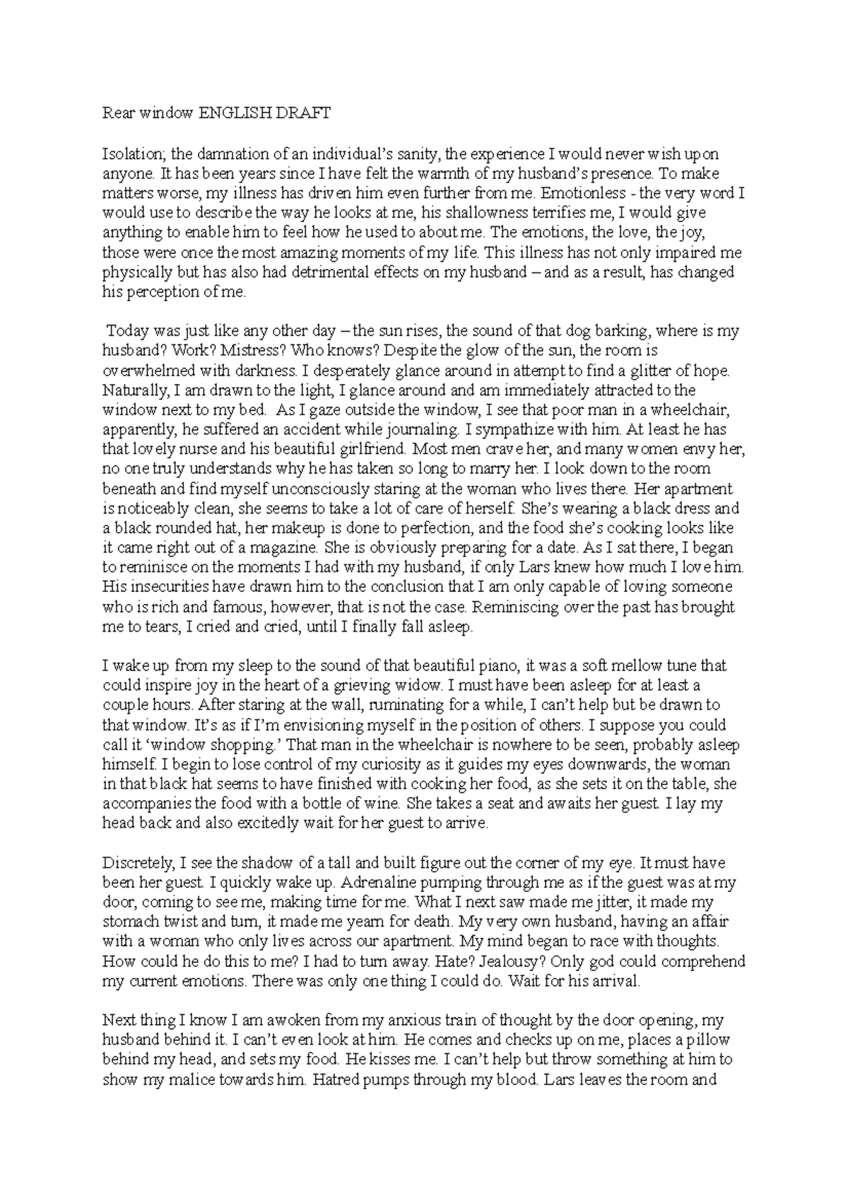 Rear window English Draft - Rear window ENGLISH DRAFT Isolation; the ...