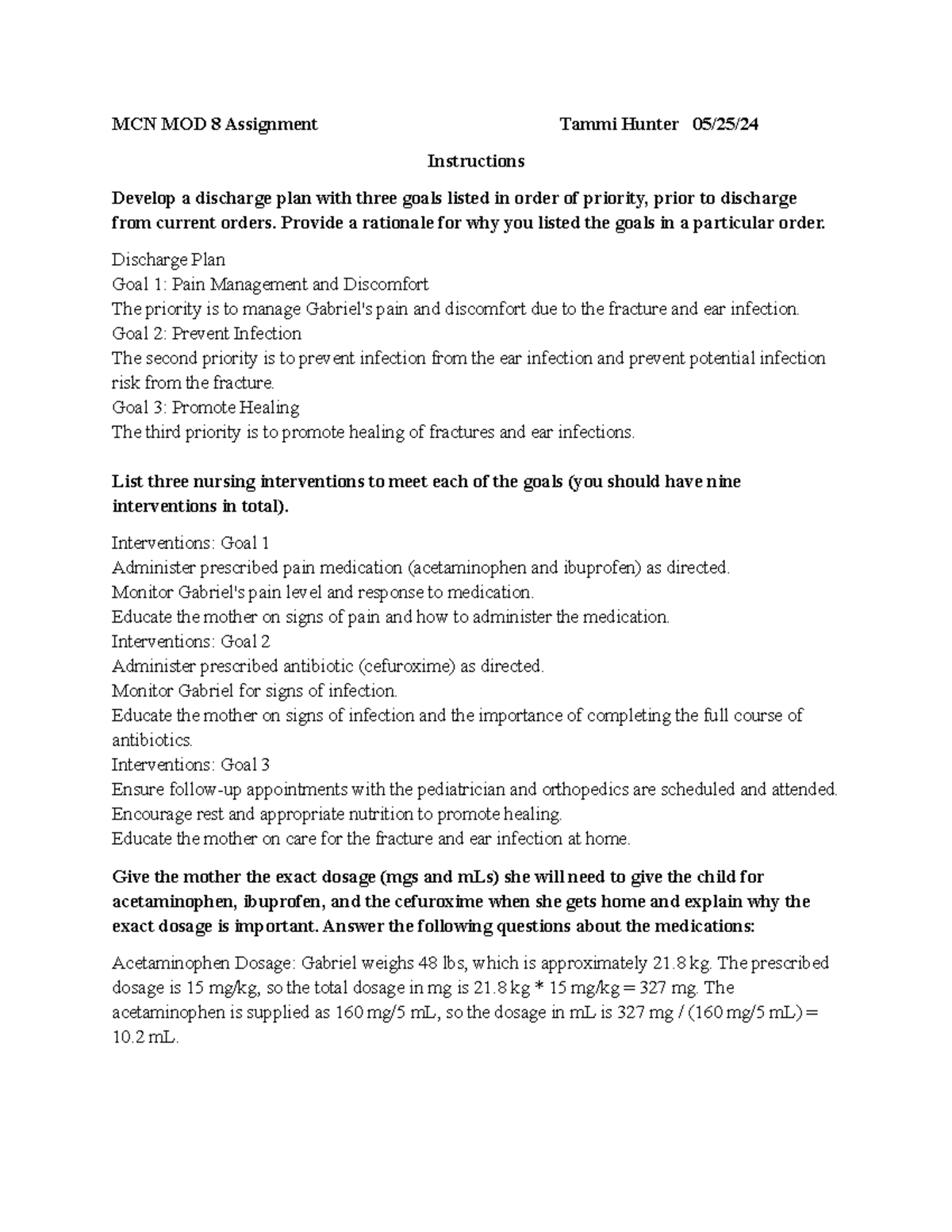 MCN MOD 8 Assignment 5yr old Gabrel - MCN MOD 8 Assignment Tammi Hunter ...