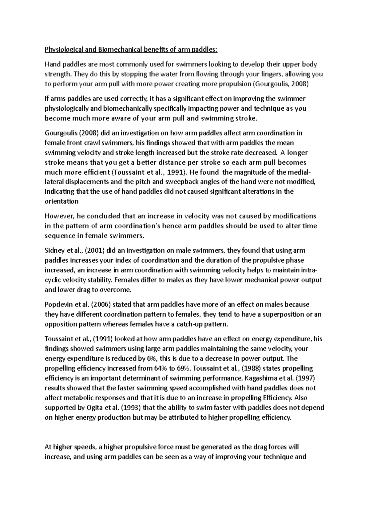 Physiological and Biomechanical benefits of arm paddles - They do this ...