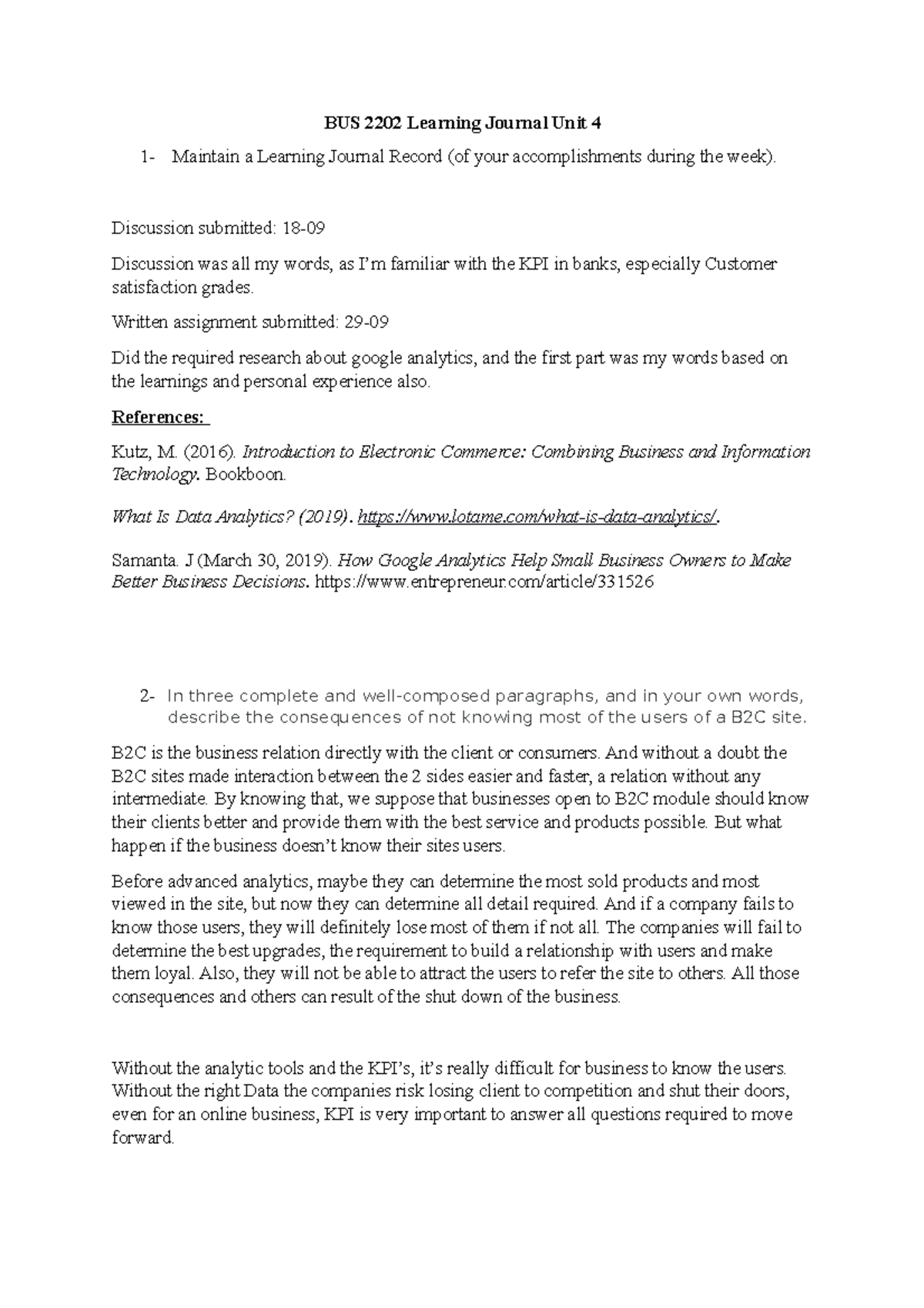 BUS 2202 Learning Journal Unit 4 - BUS 2202 Learning Journal Unit 4 1 ...