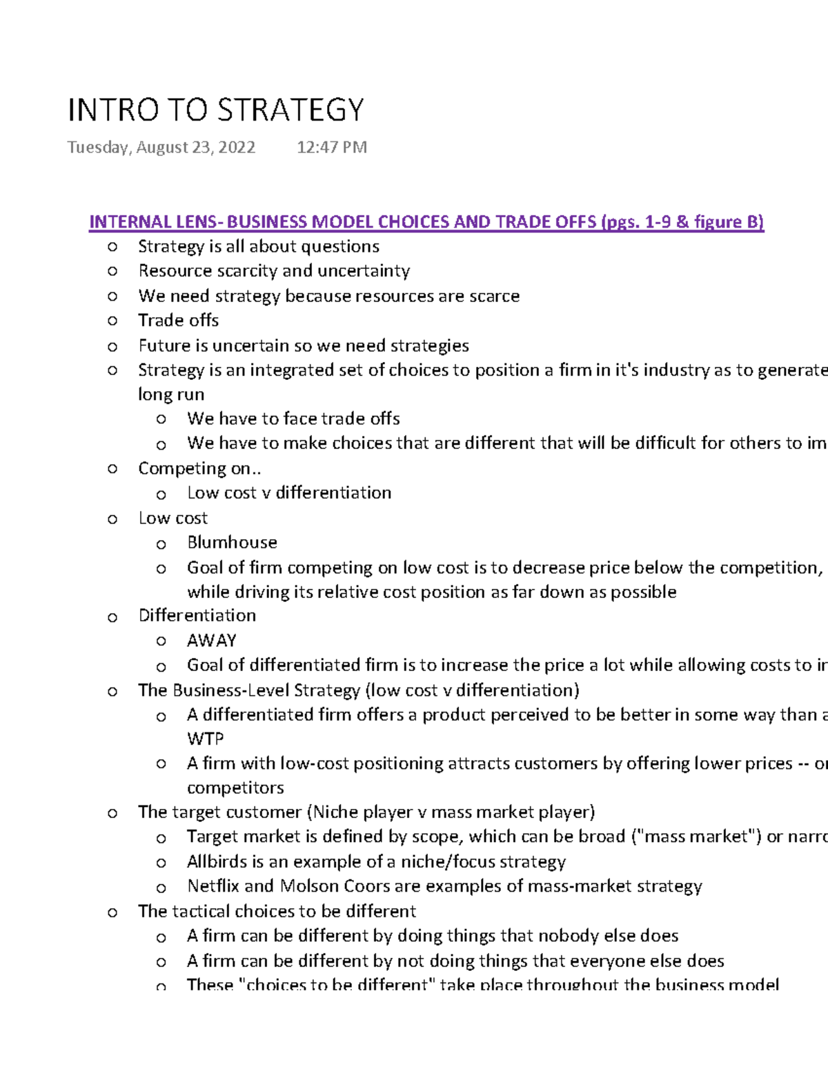 INTRO TO Strategy - BANKS - INTERNAL LENS- BUSINESS MODEL CHOICES AND ...