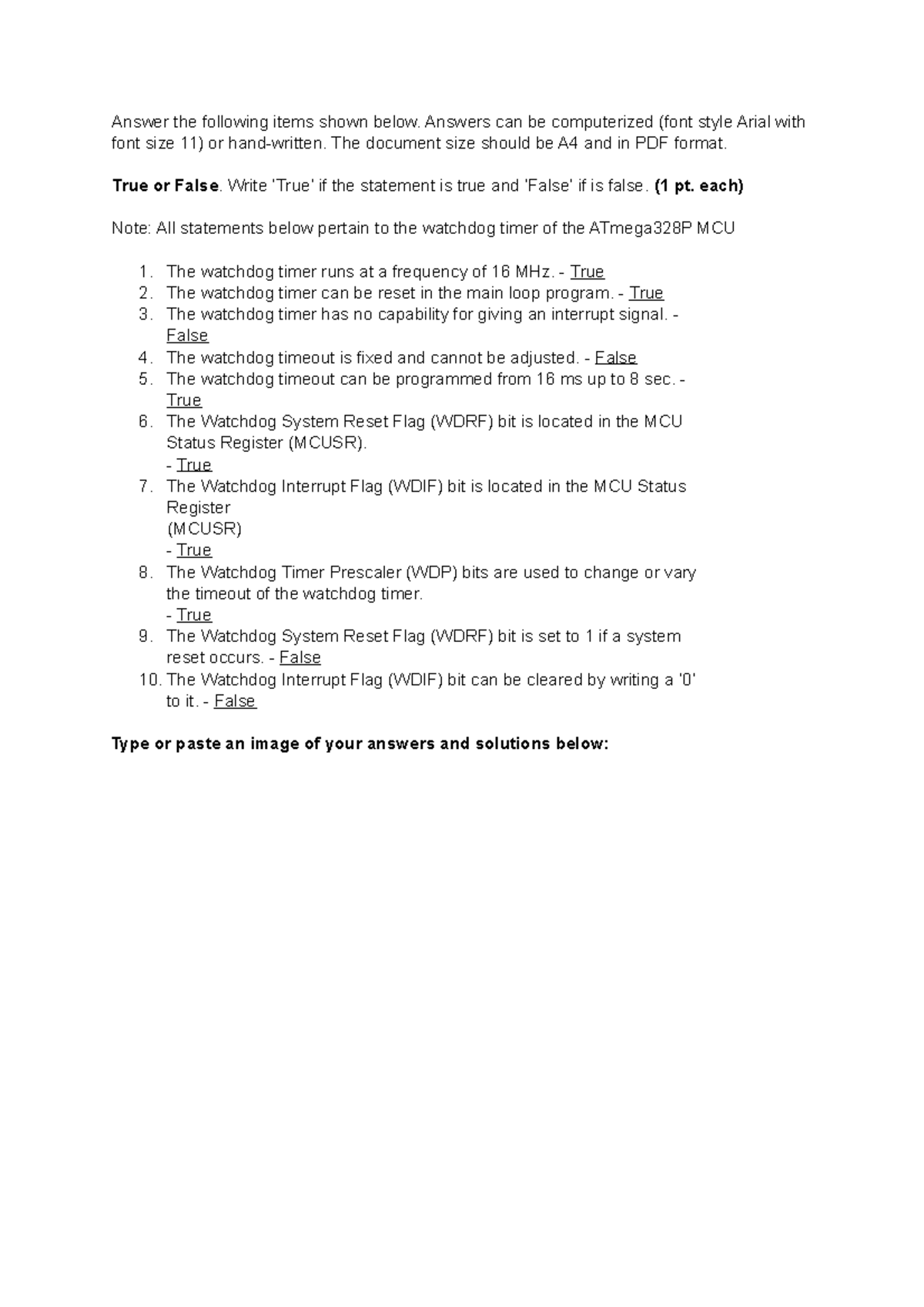 Arduino Uno prog act 6 - Answer the following items shown below ...