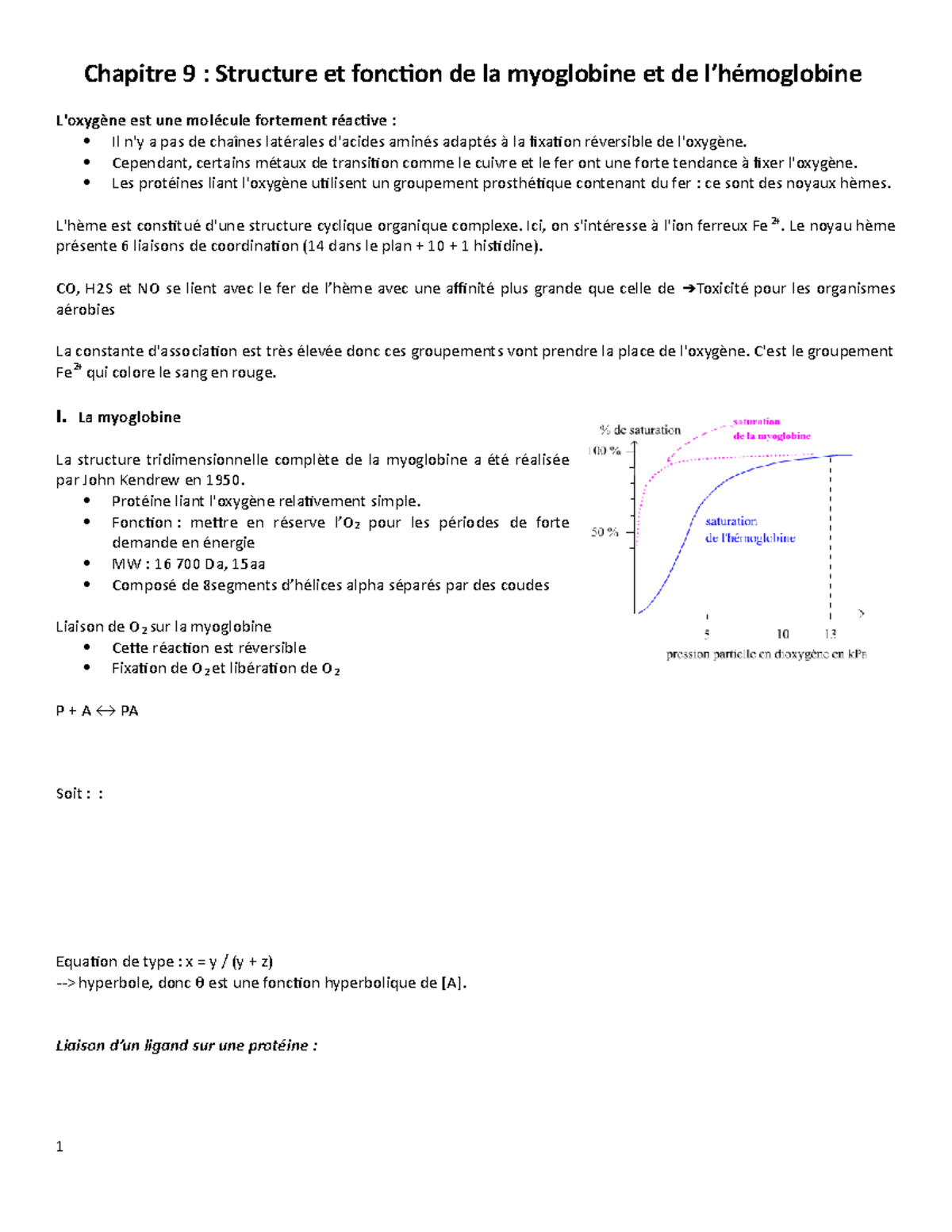 Chap 9 -Structure et fonction de l myoglobine et de lhémoglobine ...
