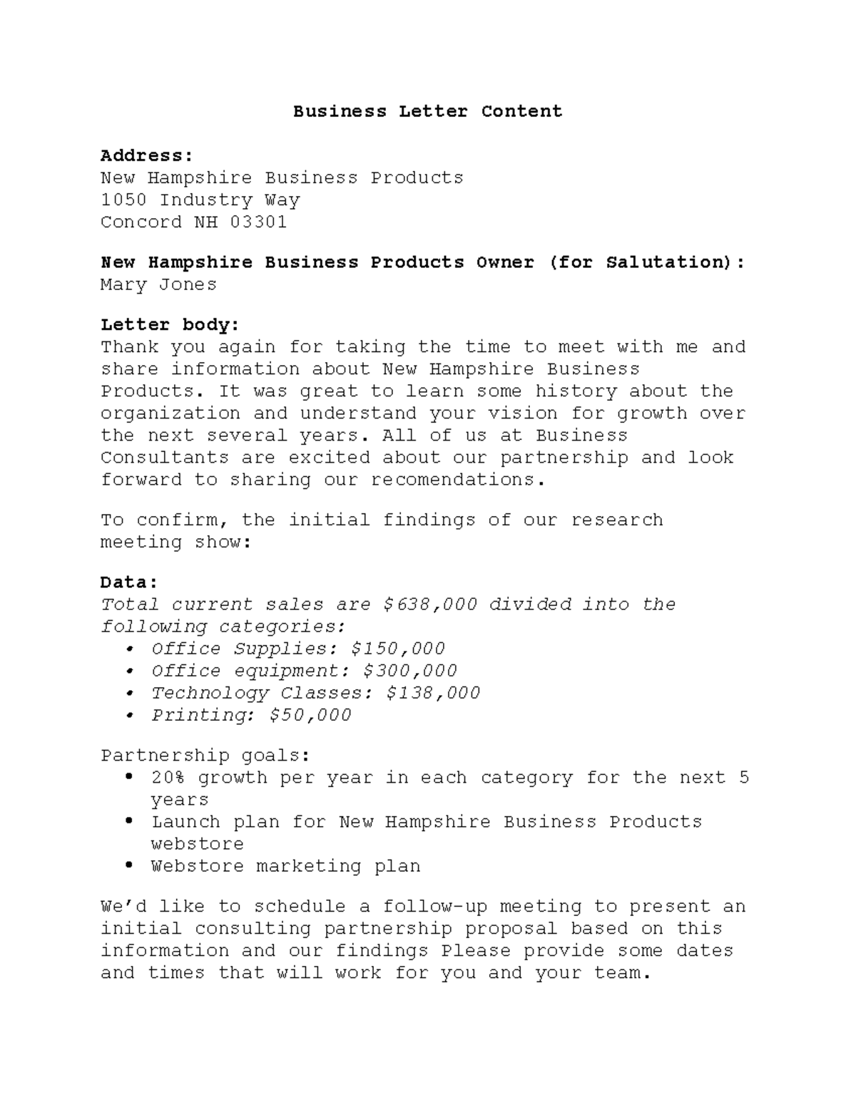 IT 100 Business Letter Module 2 Assignment - Business Letter Content ...