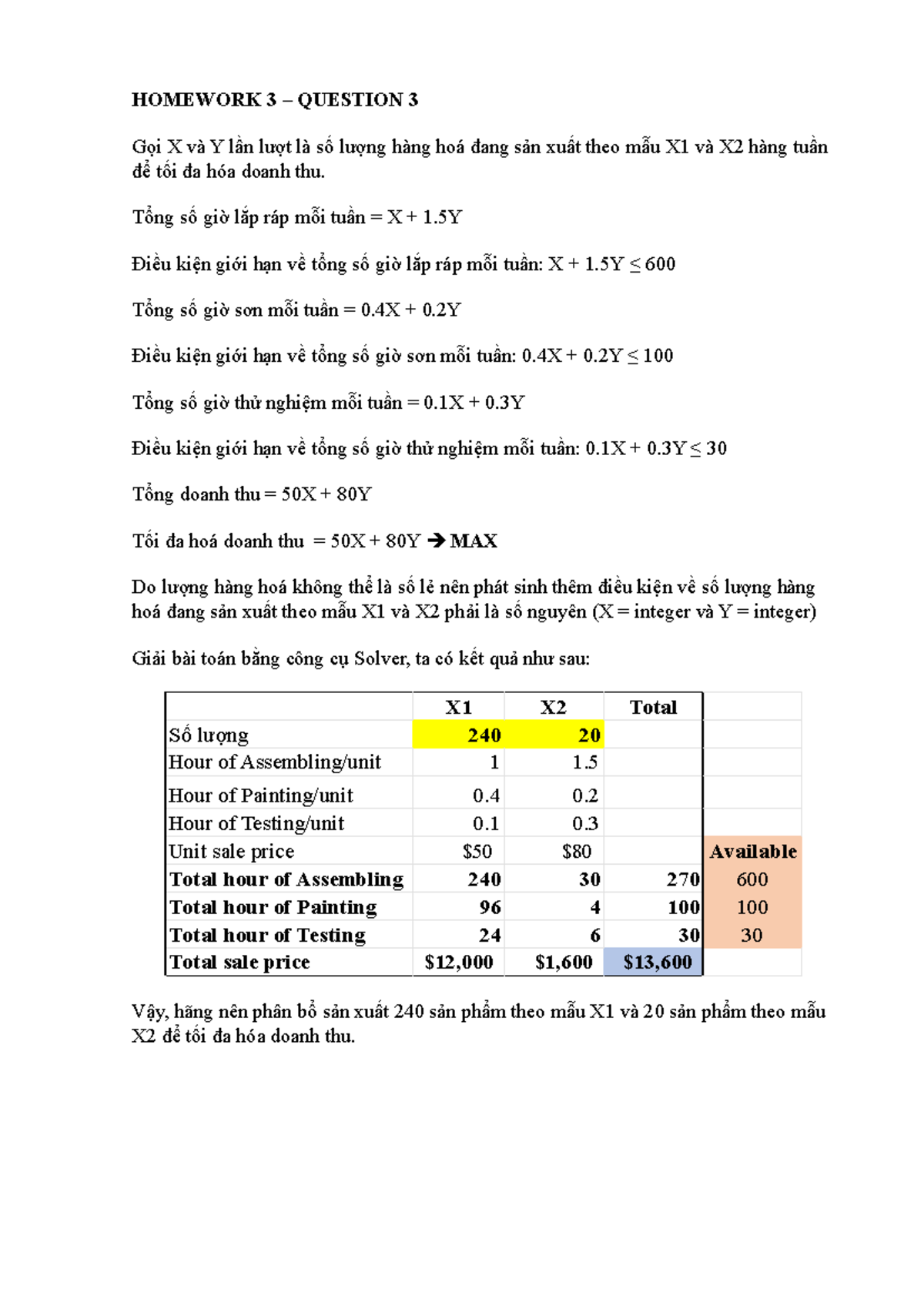 Ex3_cau 3 bài tập - HOMEWORK 3 – QUESTION 3 Gọi X và Y lần lượt là số lượng hàng hoá đang sản ...