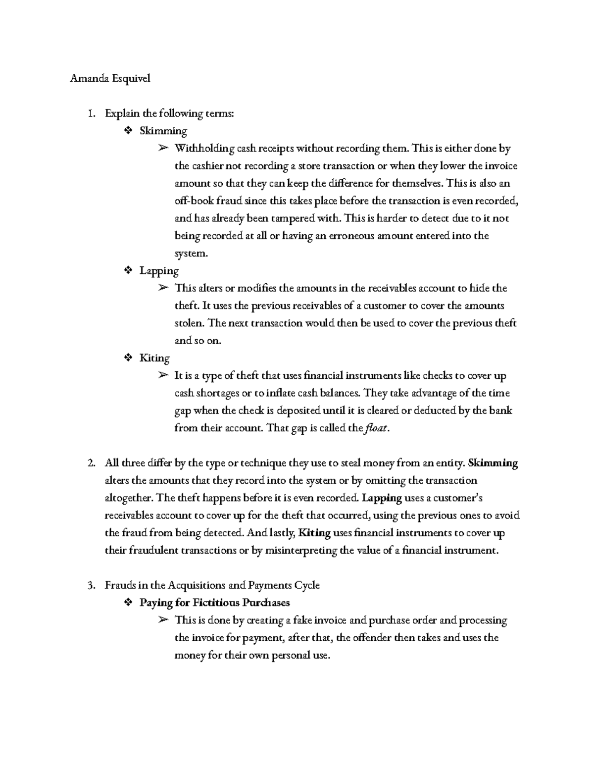 Esquivel Errors AND Irregularities - Amanda Esquivel 1. Explain the ...