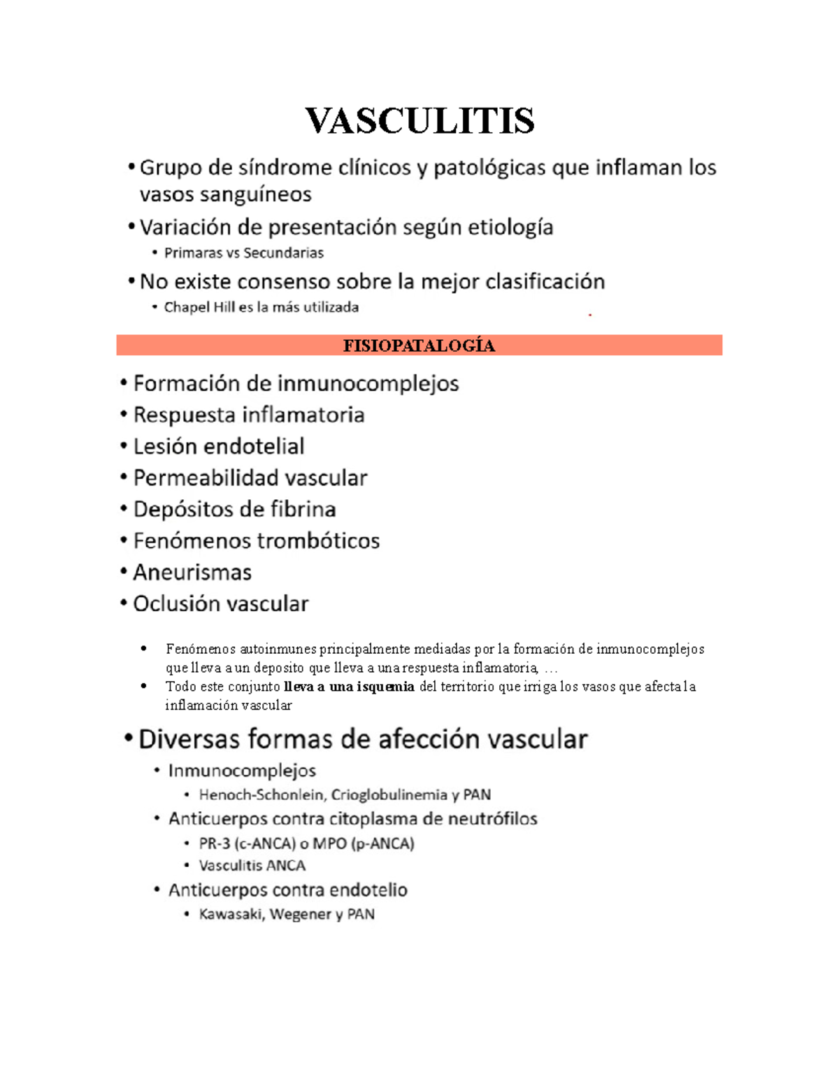 Vasculitis - VASCULITIS FISIOPATALOGÍA Fenómenos autoinmunes ...