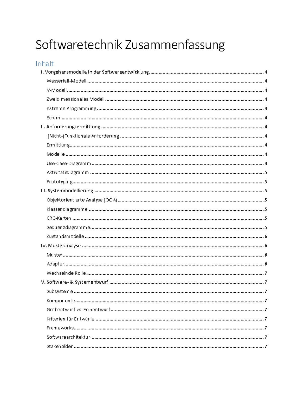 Softwaretechnik Zusammenfassung - Vorgehensmodelle in der - Studocu