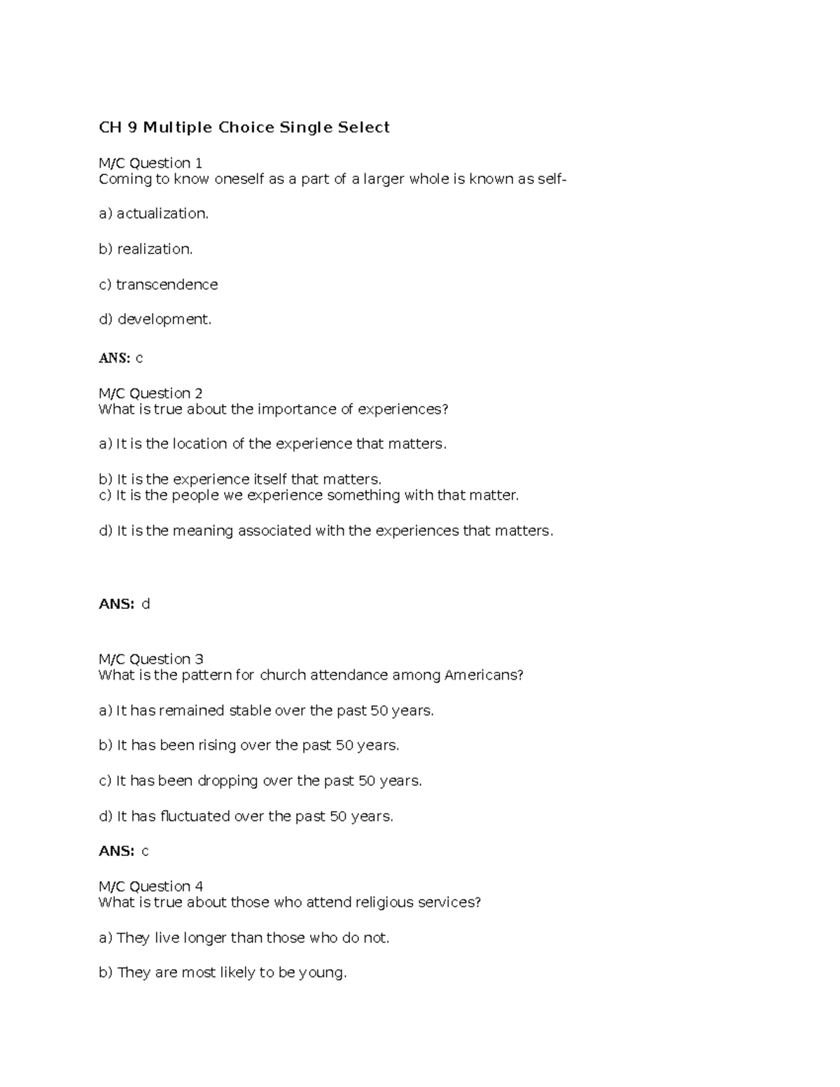 CH 9 Multiple Choice Single Select - CH 9 Multiple Choice Single Select ...