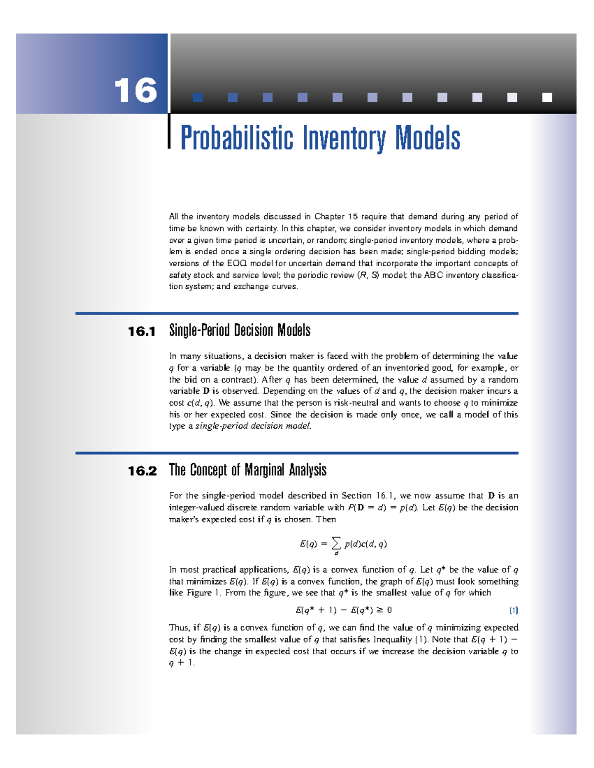 Probabilistic Inventory Models ch16 - 16 Probabilistic Inventory Models ...