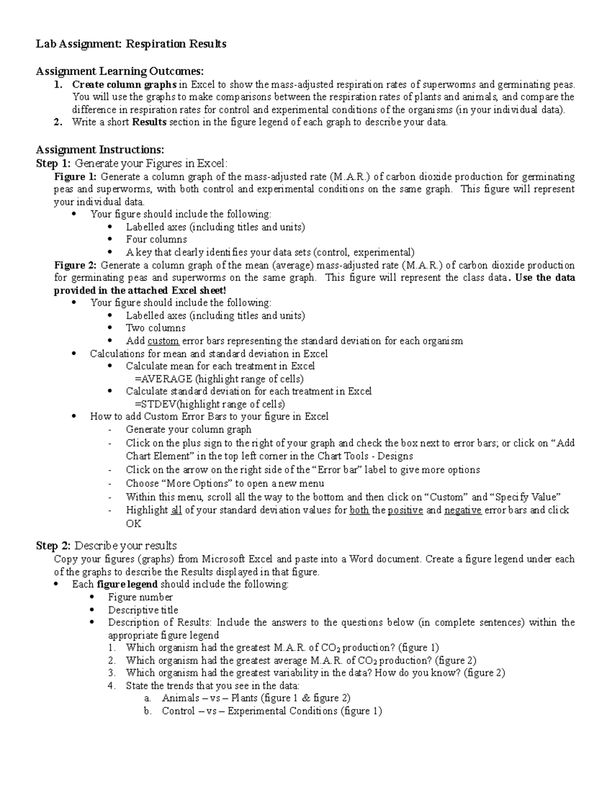Respiration Results - lab assignment graph practice - Lab Assignment: Respiration Results ...