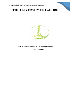 Assignment-4 - ttttttttttttt - 1 CS-4110, CS02309: Java Software Development Paradigm ...