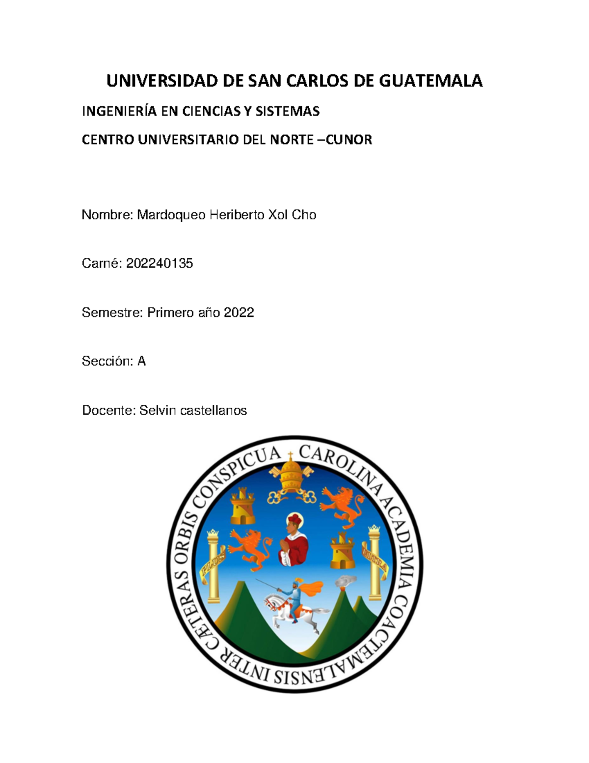 Áreas DE Conociemiento Carreras DE Ingeniería - UNIVERSIDAD DE SAN CARLOS DE GUATEMALA ...