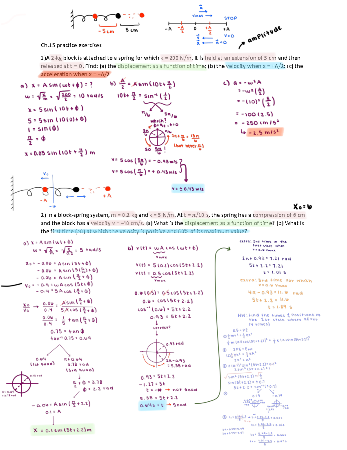 Ch 15 exercises - practice questions - Ch practice exercises 1)A 2-kg ...